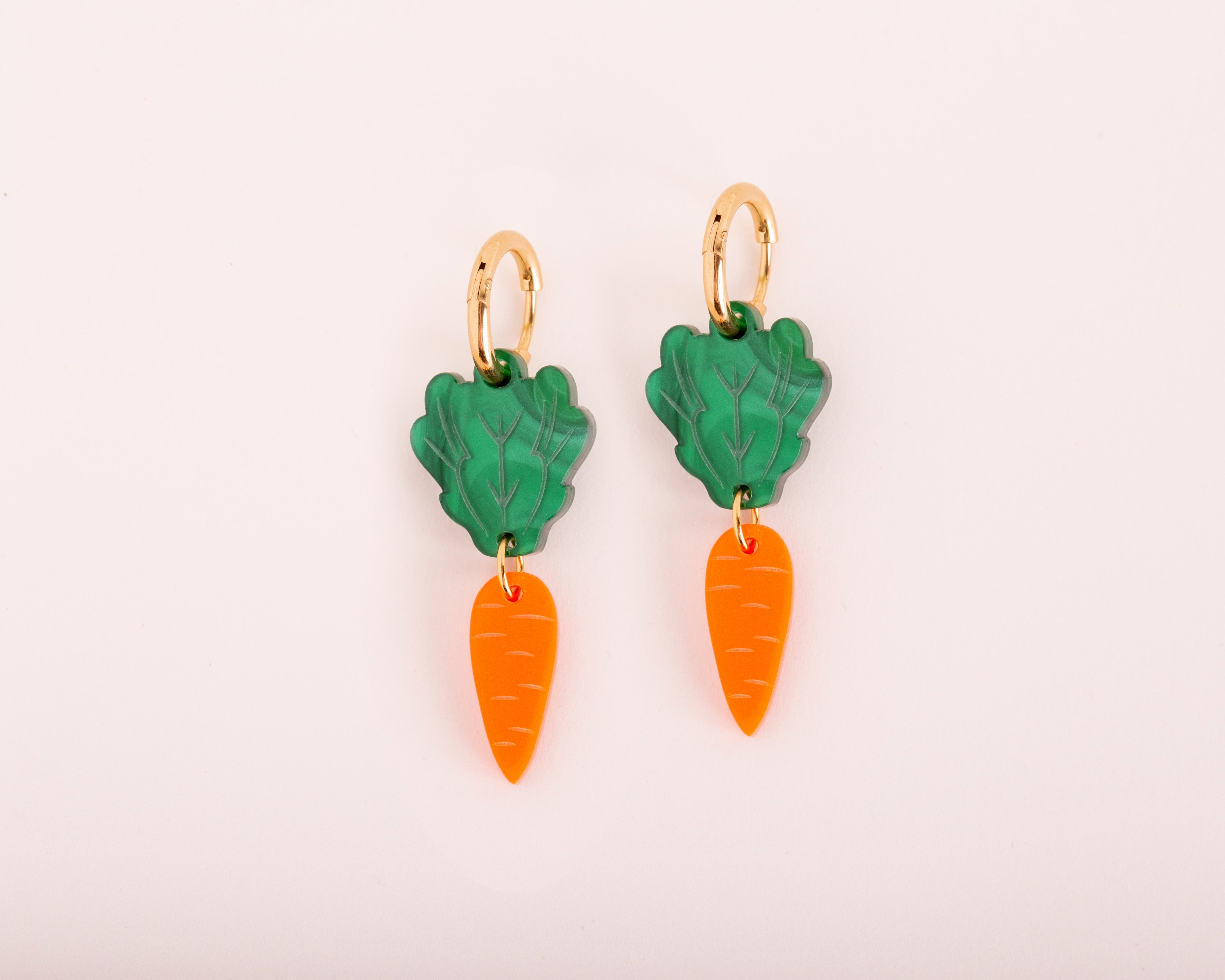 Carrot earrings with stainless steel hoops